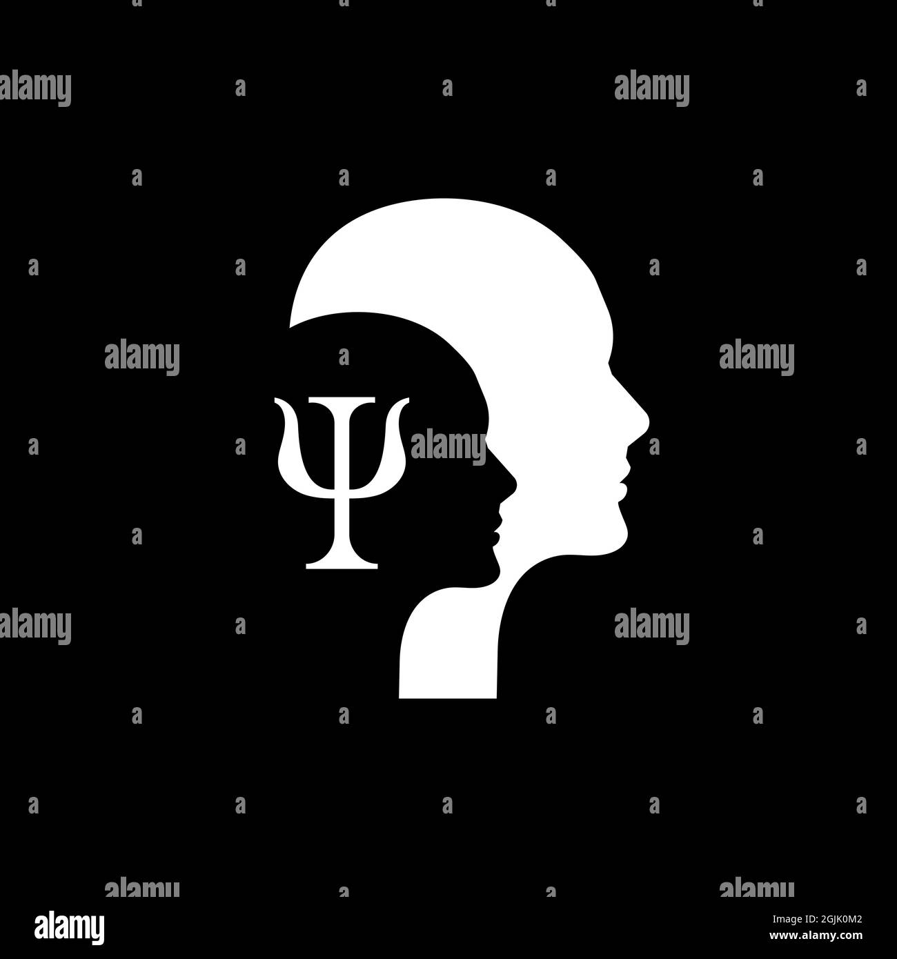 Letter psi and two profiles. Psychology logo. Psychologist icon ...