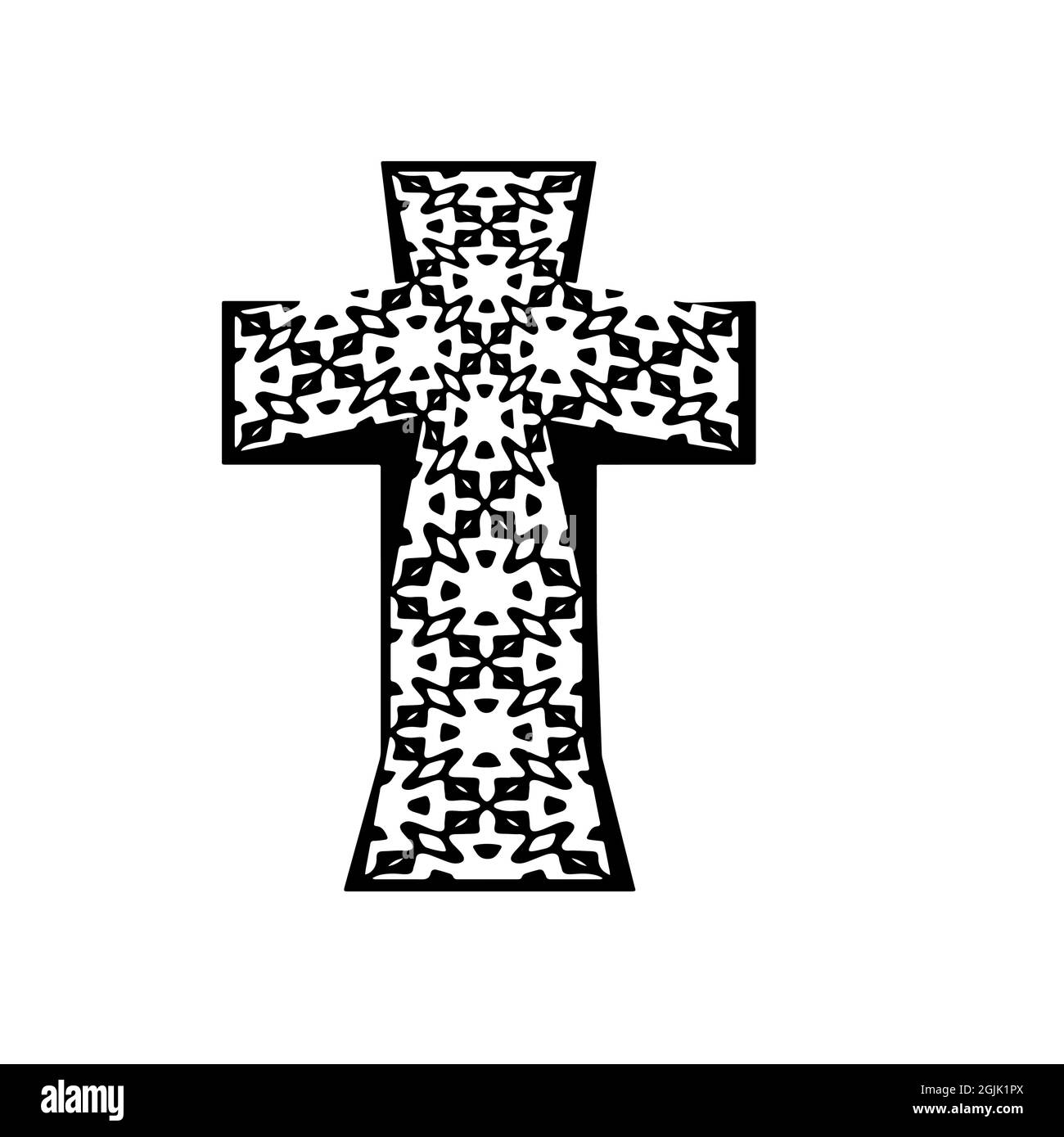 cross with black and white patterns on a white background Stock Vector ...