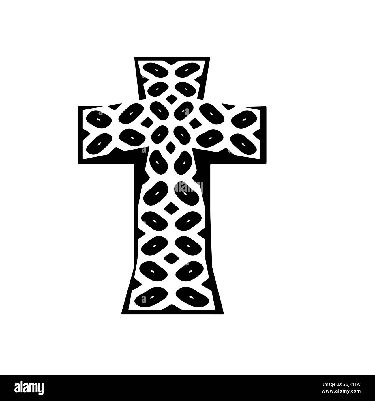 cross with black and white patterns on a white background Stock Vector ...