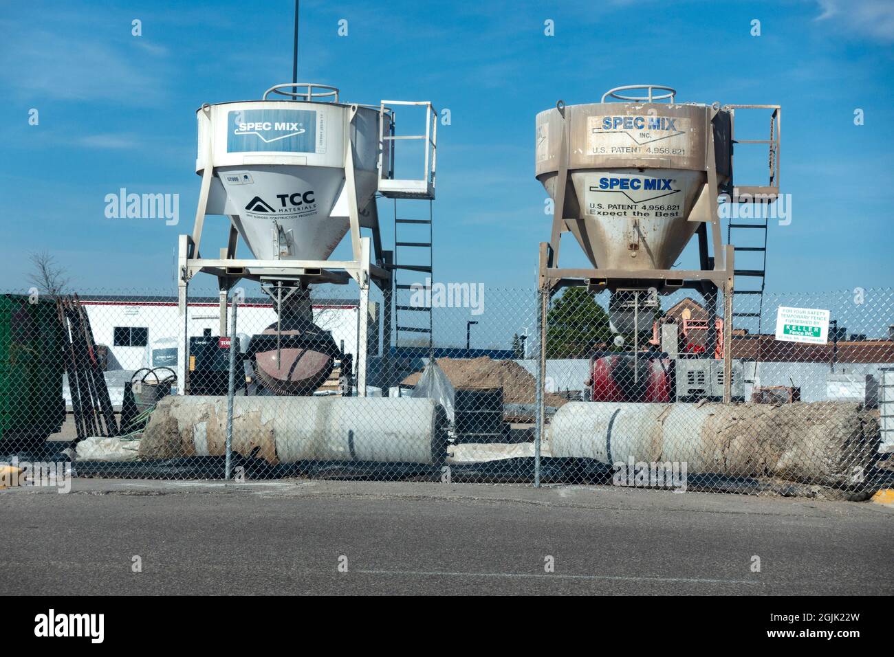 Twin "Spec Mix" gravity silo mixing dispensers for making masonry ...