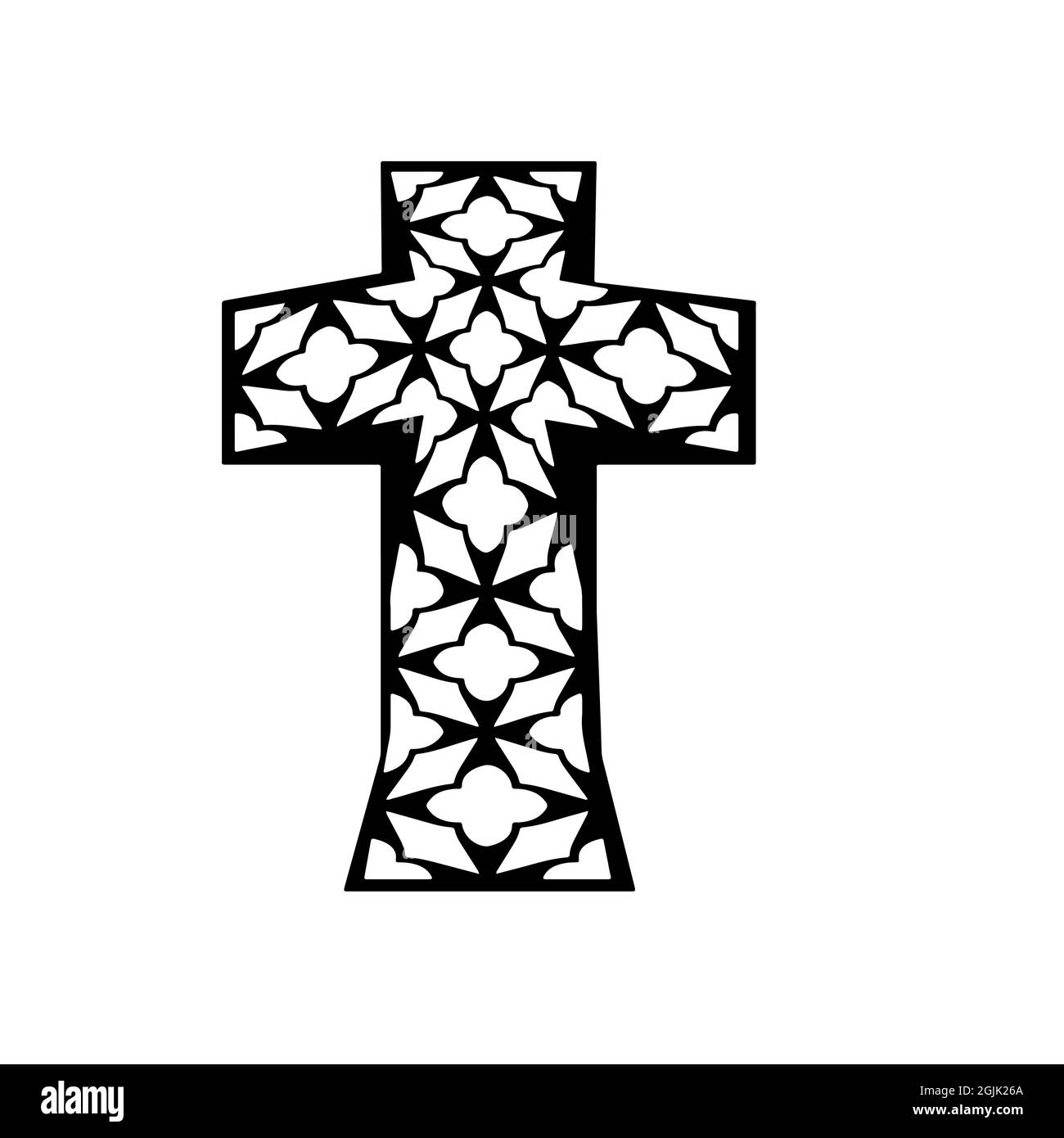 cross with black and white patterns on a white background Stock Vector ...