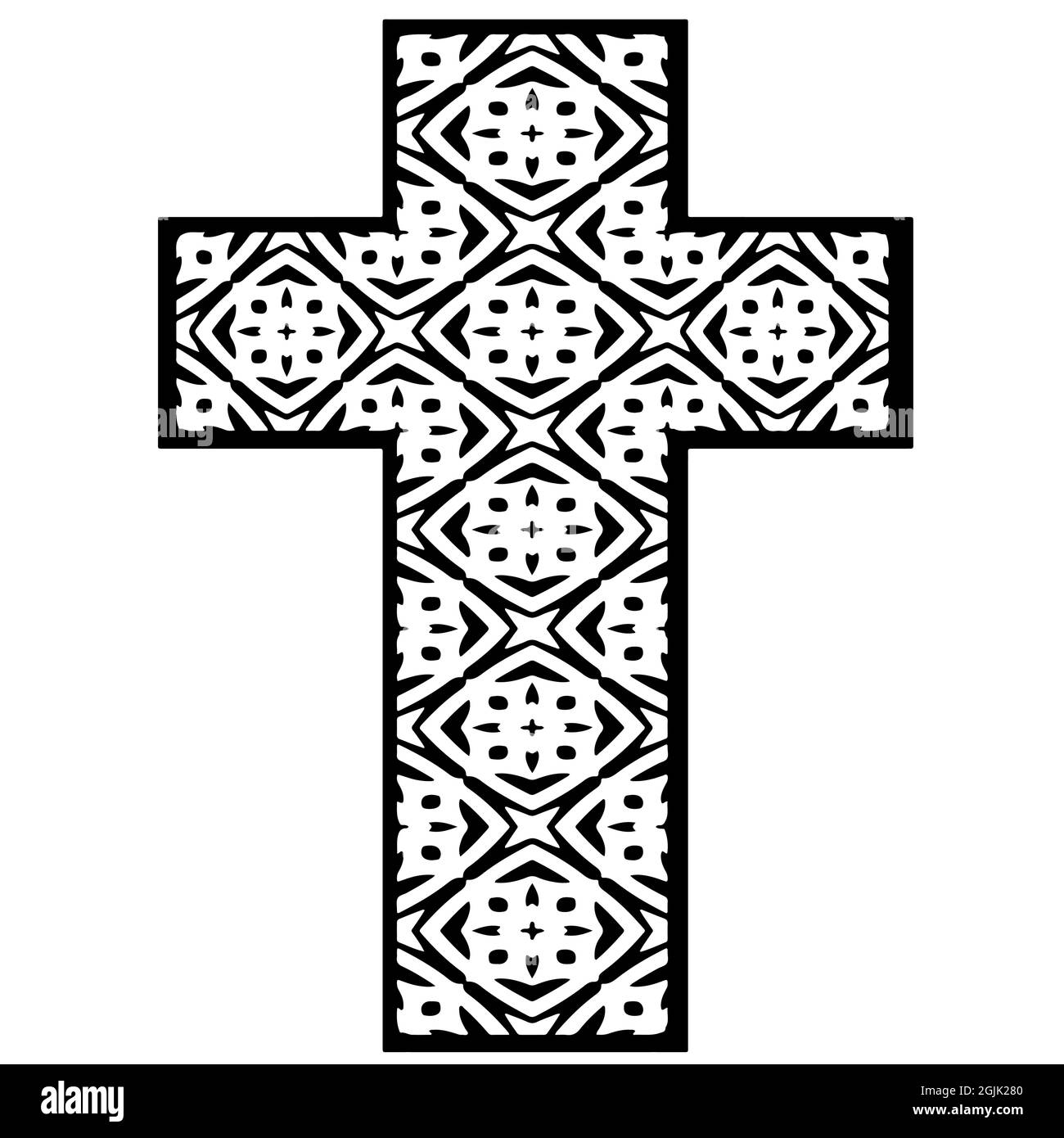 cross with black and white patterns on a white background Stock Vector ...