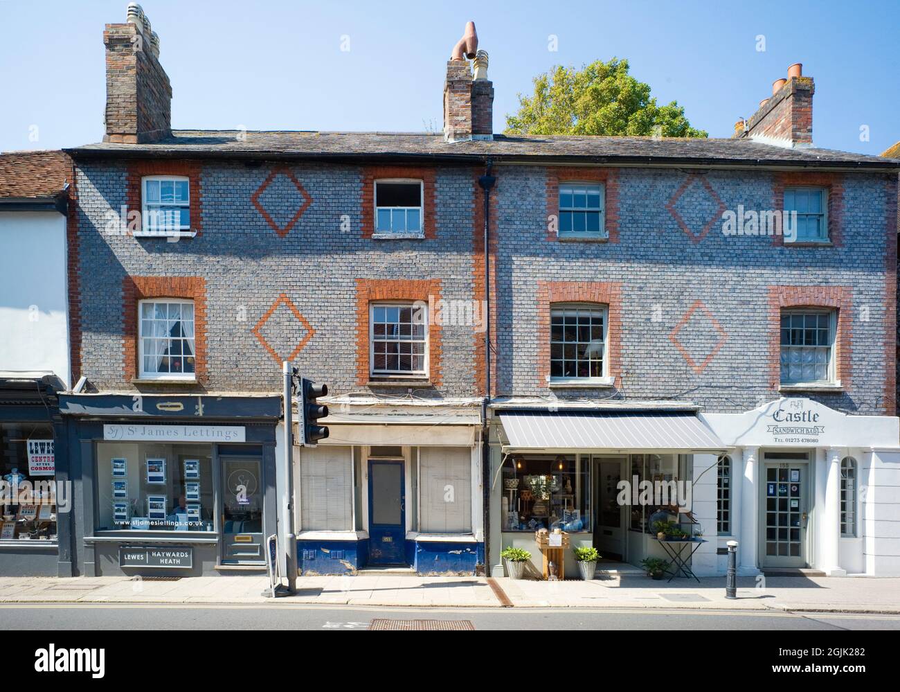 Group of small shops on High Street, Lewes, East Sussex Stock Photo - Alamy
