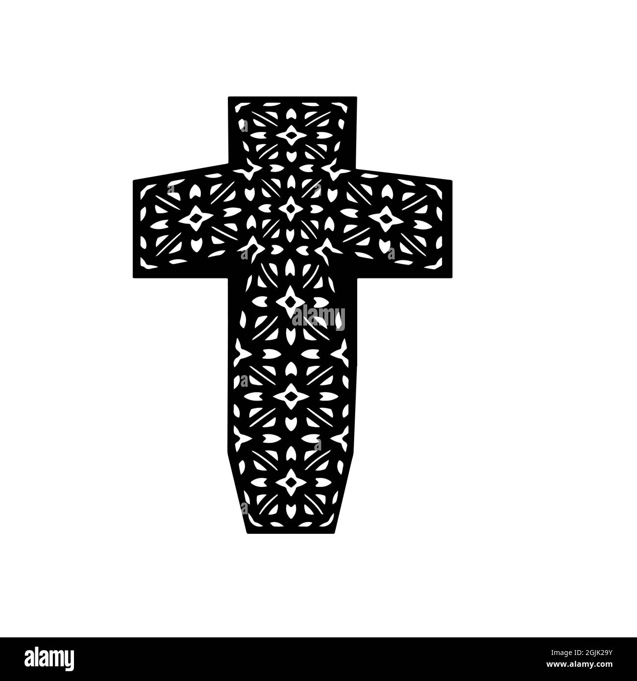 cross with black and white patterns on a white background Stock Vector ...