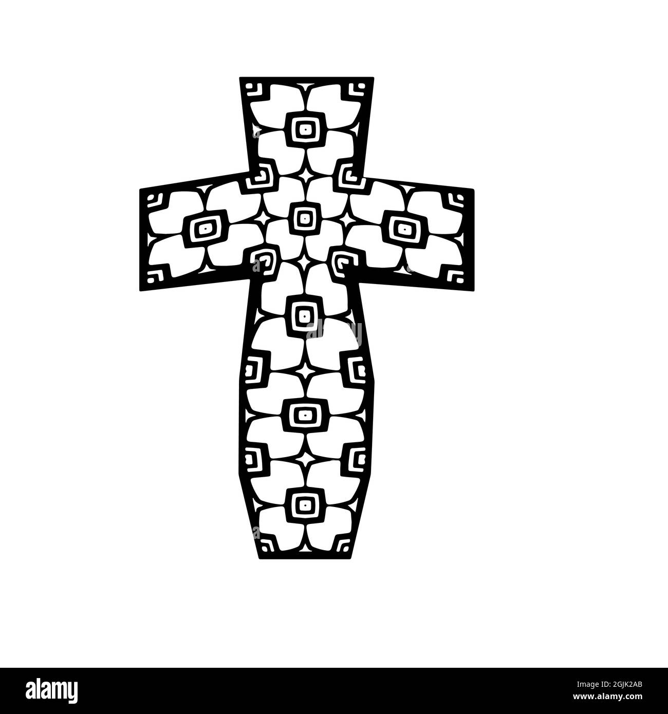 cross with black and white patterns on a white background Stock Vector ...