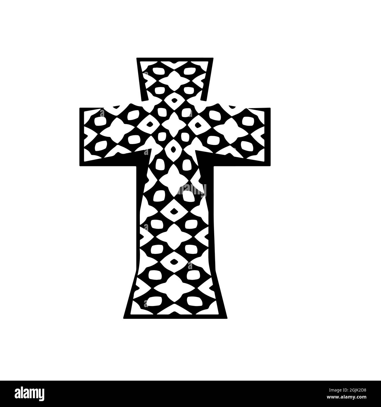 cross with black and white patterns on a white background Stock Vector ...