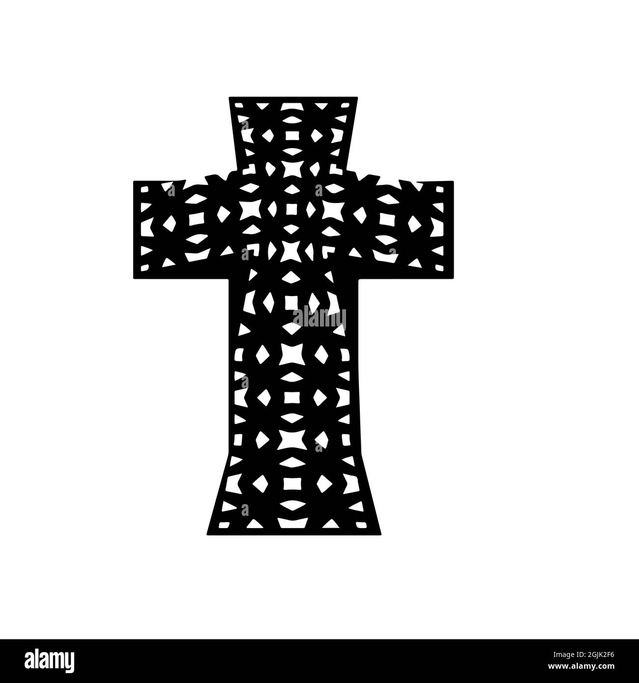 cross with black and white patterns on a white background Stock Vector ...