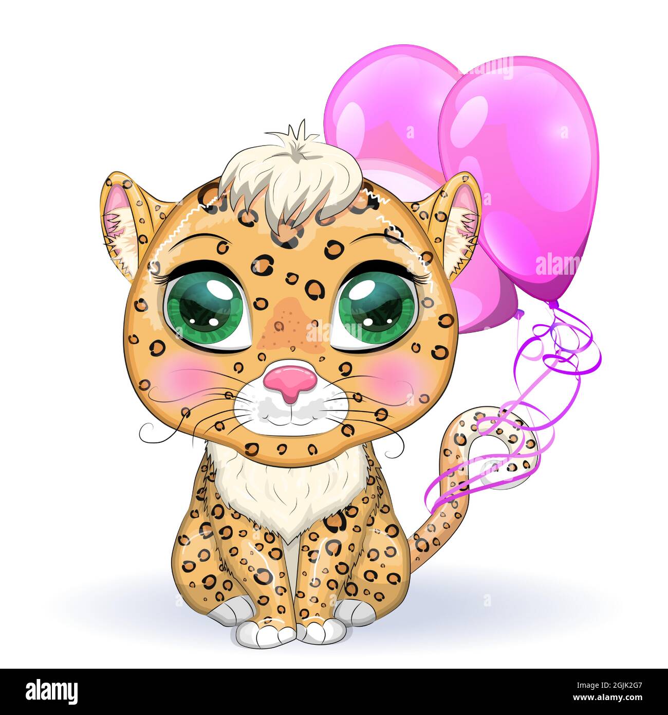 Leopard with beautiful eyes in cartoon style, colorful illustration for ...