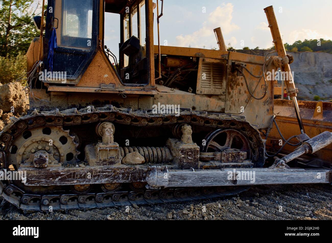 excavator work construction territory geology Stock Photo - Alamy