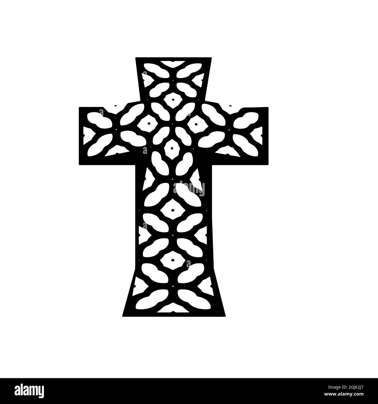 cross with black and white patterns on a white background Stock Vector ...