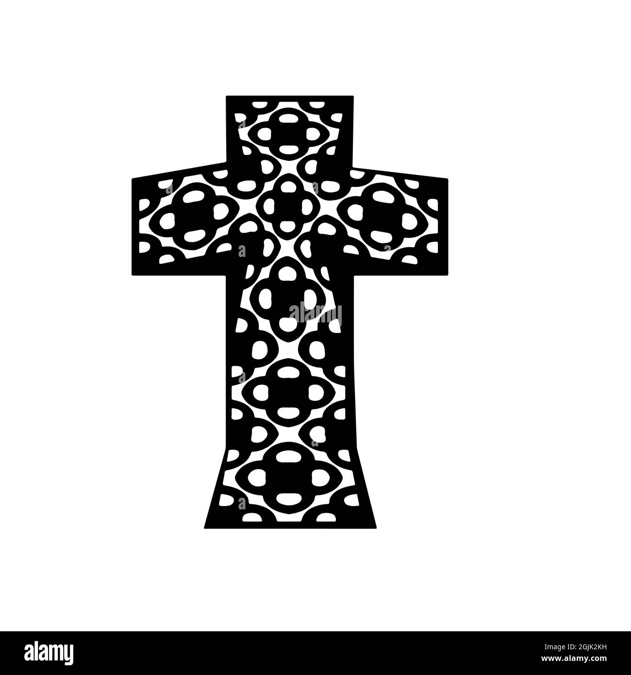 cross with black and white patterns on a white background Stock Vector ...