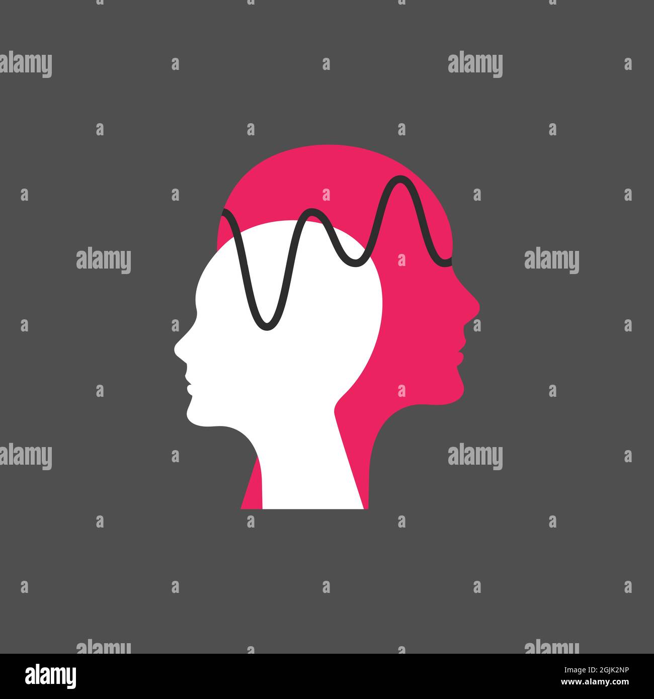 Two male abstract profiles. Coaching modern logo. Human heads and wave ...