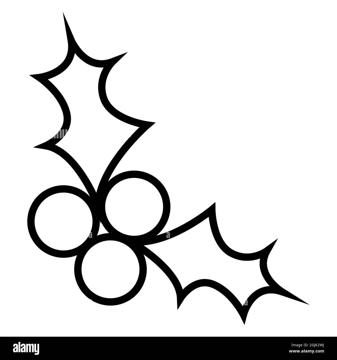 Vector monochrome illustration of christmas holly logo Simple outline ...