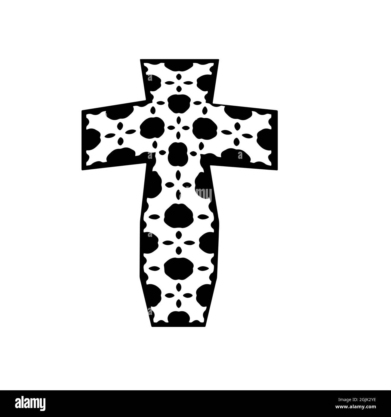 cross with black and white patterns on a white background Stock Vector ...