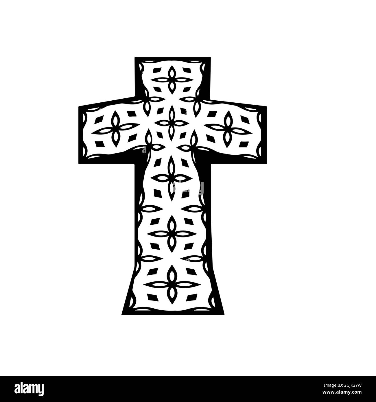 cross with black and white patterns on a white background Stock Vector ...