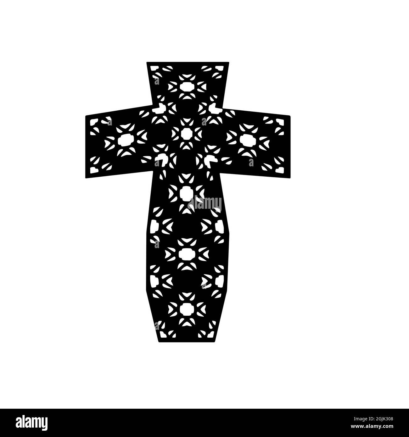 cross with black and white patterns on a white background Stock Vector ...