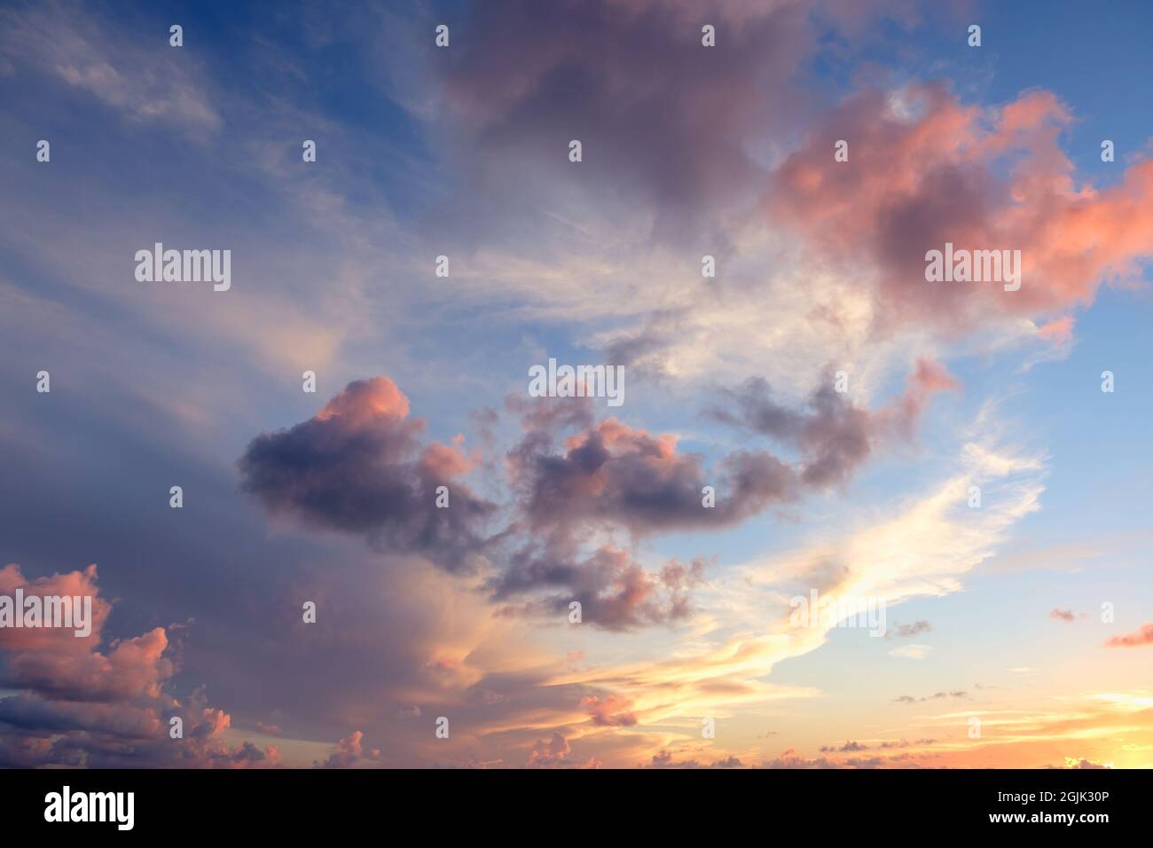 Beautiful colored cloudy evening sky. Sky with clouds at sunset ...