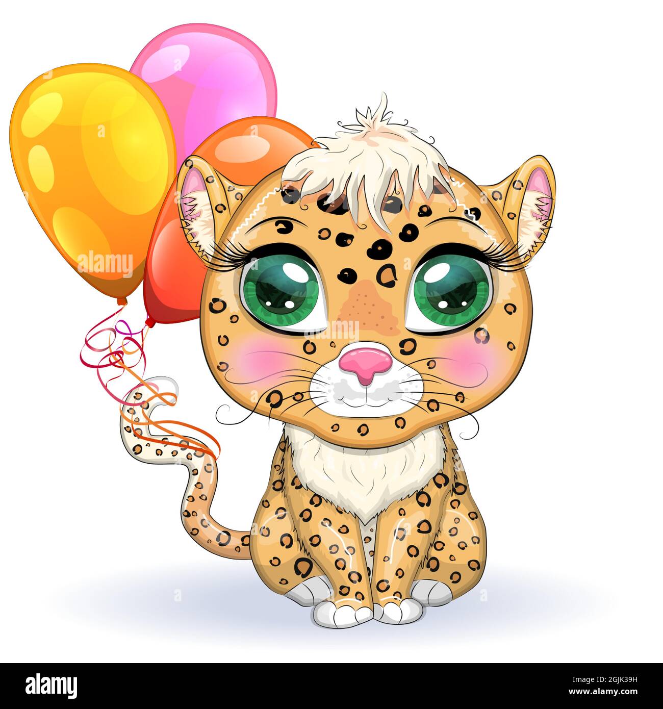 Leopard with beautiful eyes in cartoon style, colorful illustration for ...