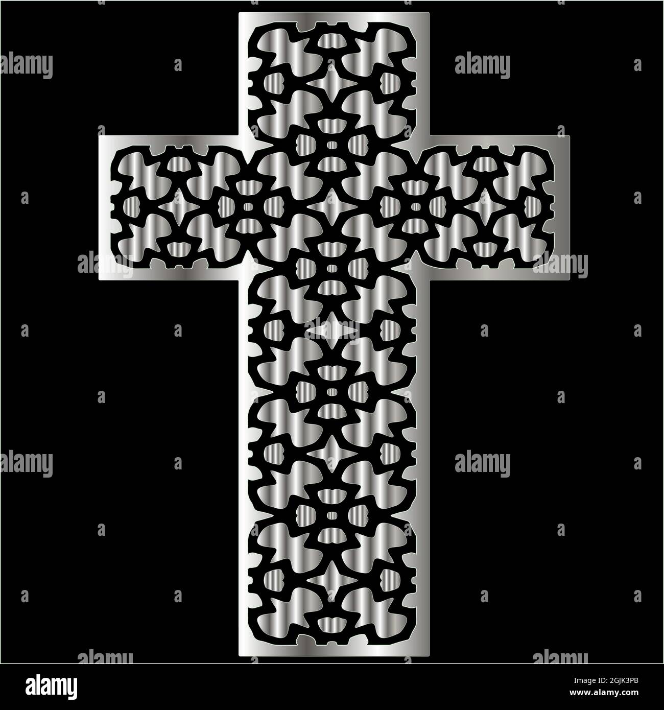 cross with patterns of metal on a black background Stock Vector Image ...