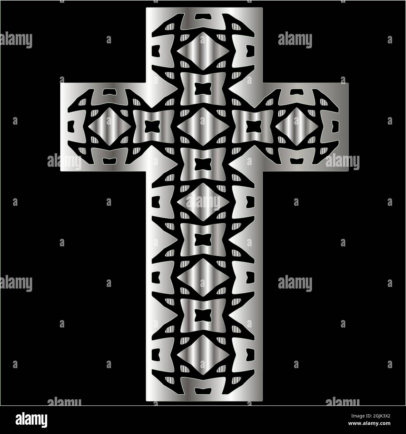 cross with patterns of metal on a black background Stock Vector Image ...