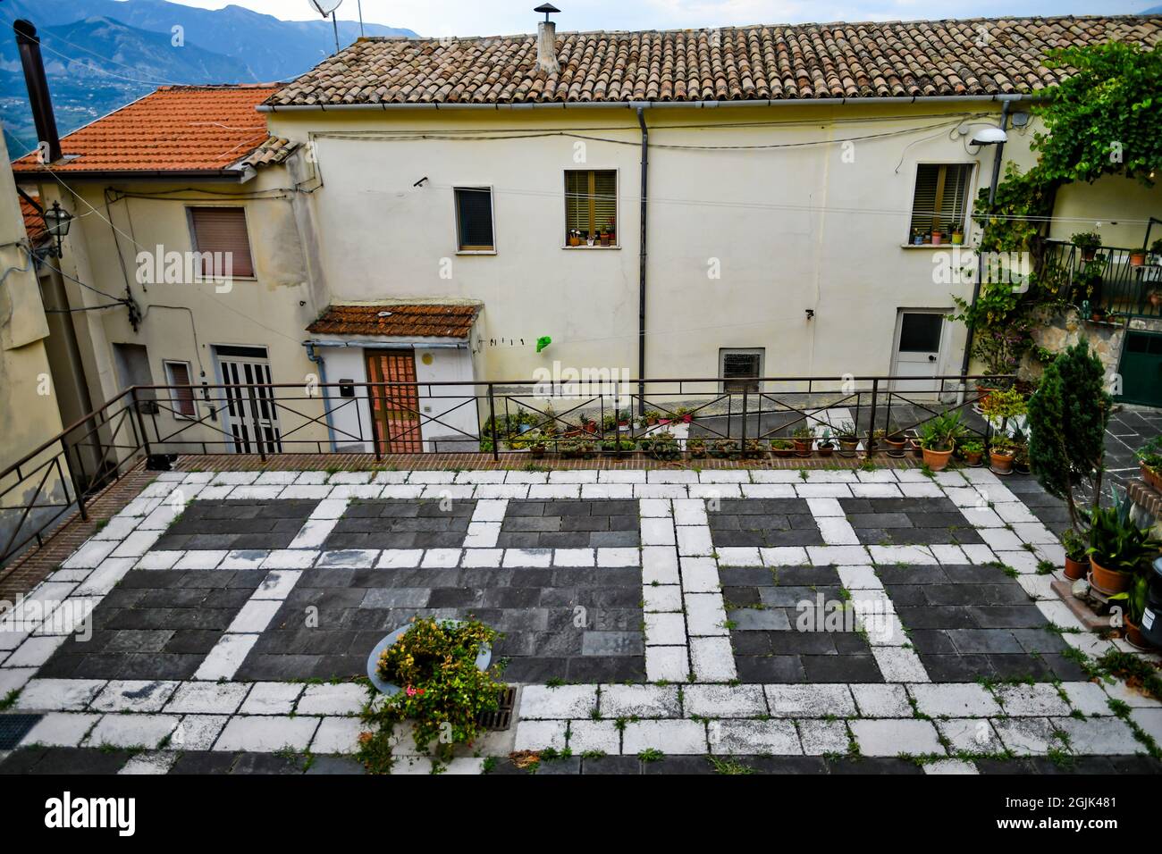A small square in Contursi, an old town in the province of Salerno ...