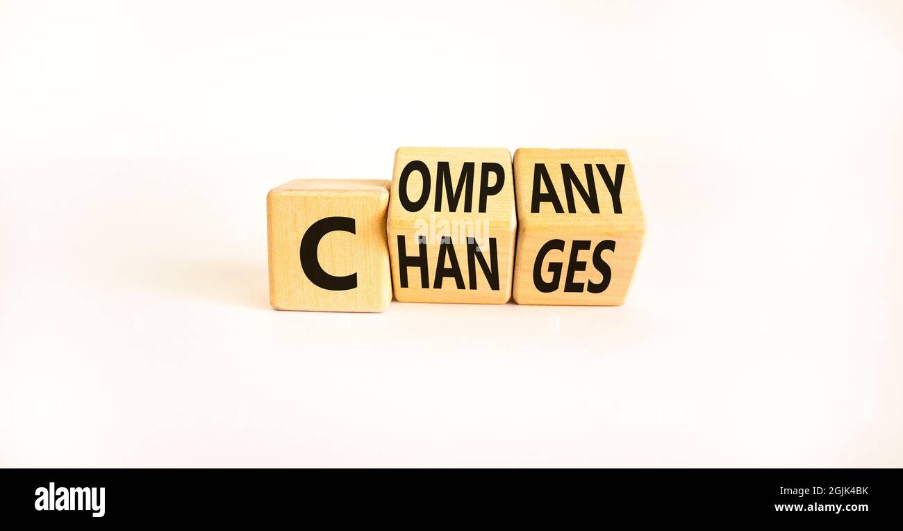 Company changes symbol. Turned wooden cubes and changes the word ...