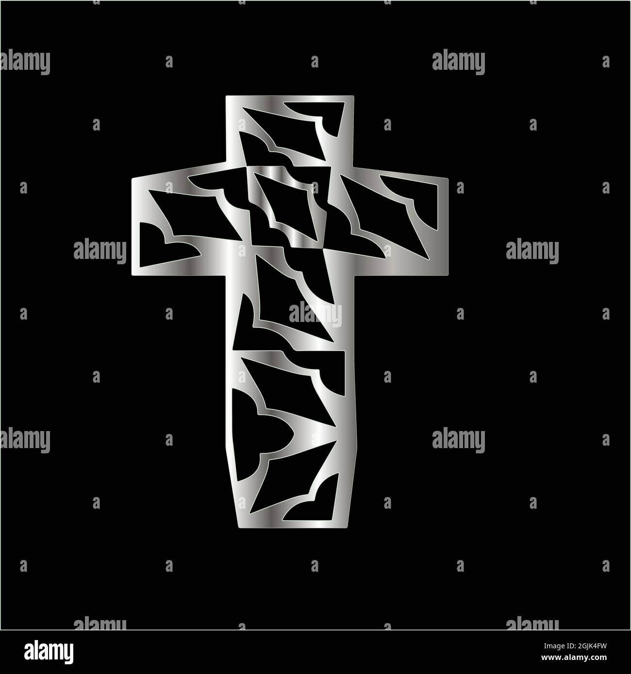 cross with patterns of metal on a black background Stock Vector Image ...