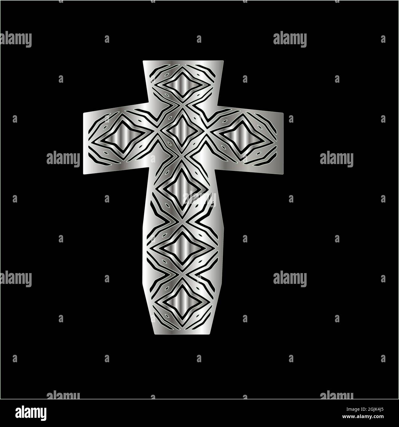 cross with patterns of metal on a black background Stock Vector Image ...