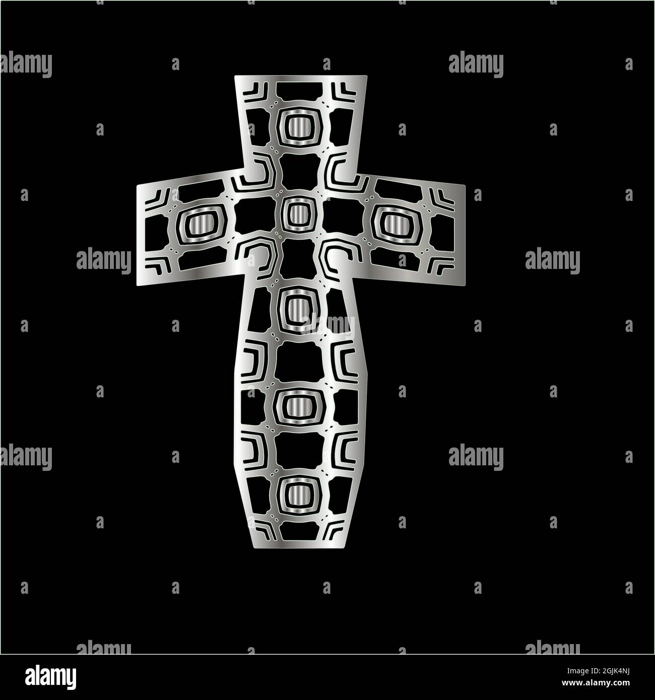 cross with patterns of metal on a black background Stock Vector Image ...