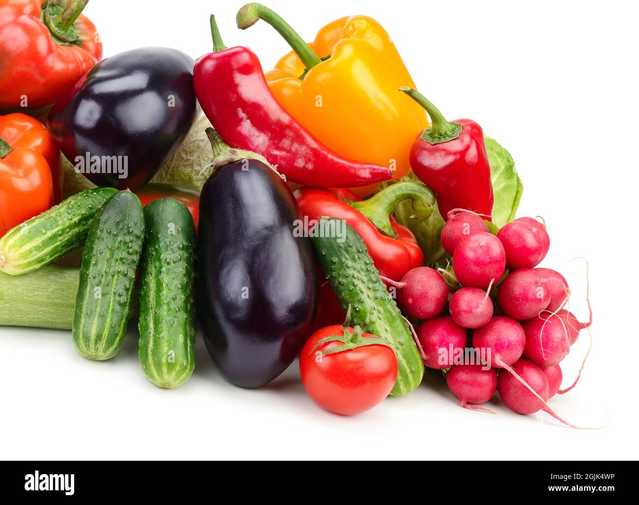 collection vegetables isolated on white background Stock Photo - Alamy