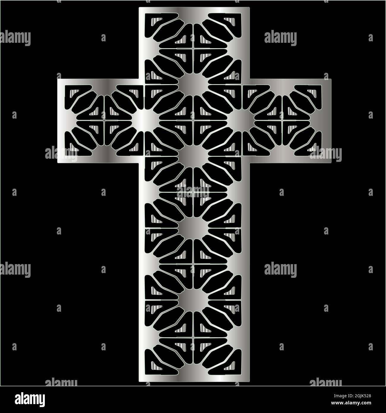 cross with patterns of metal on a black background Stock Vector Image ...