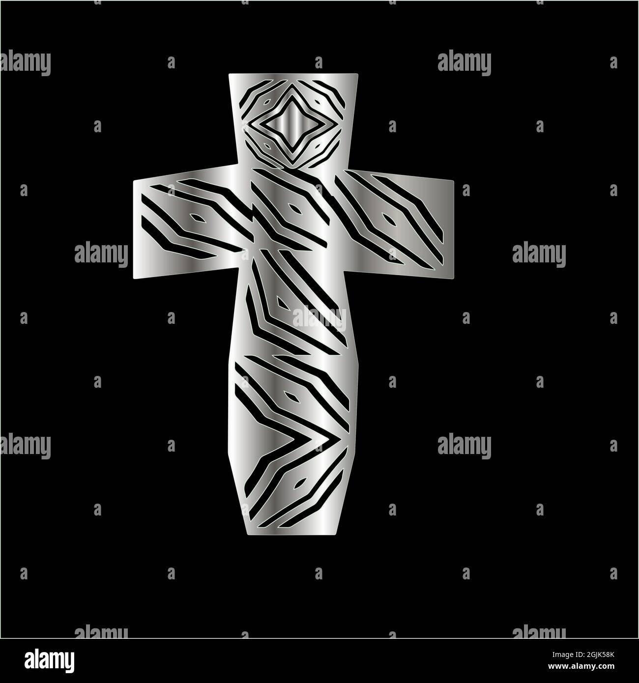 cross with patterns of metal on a black background Stock Vector Image ...