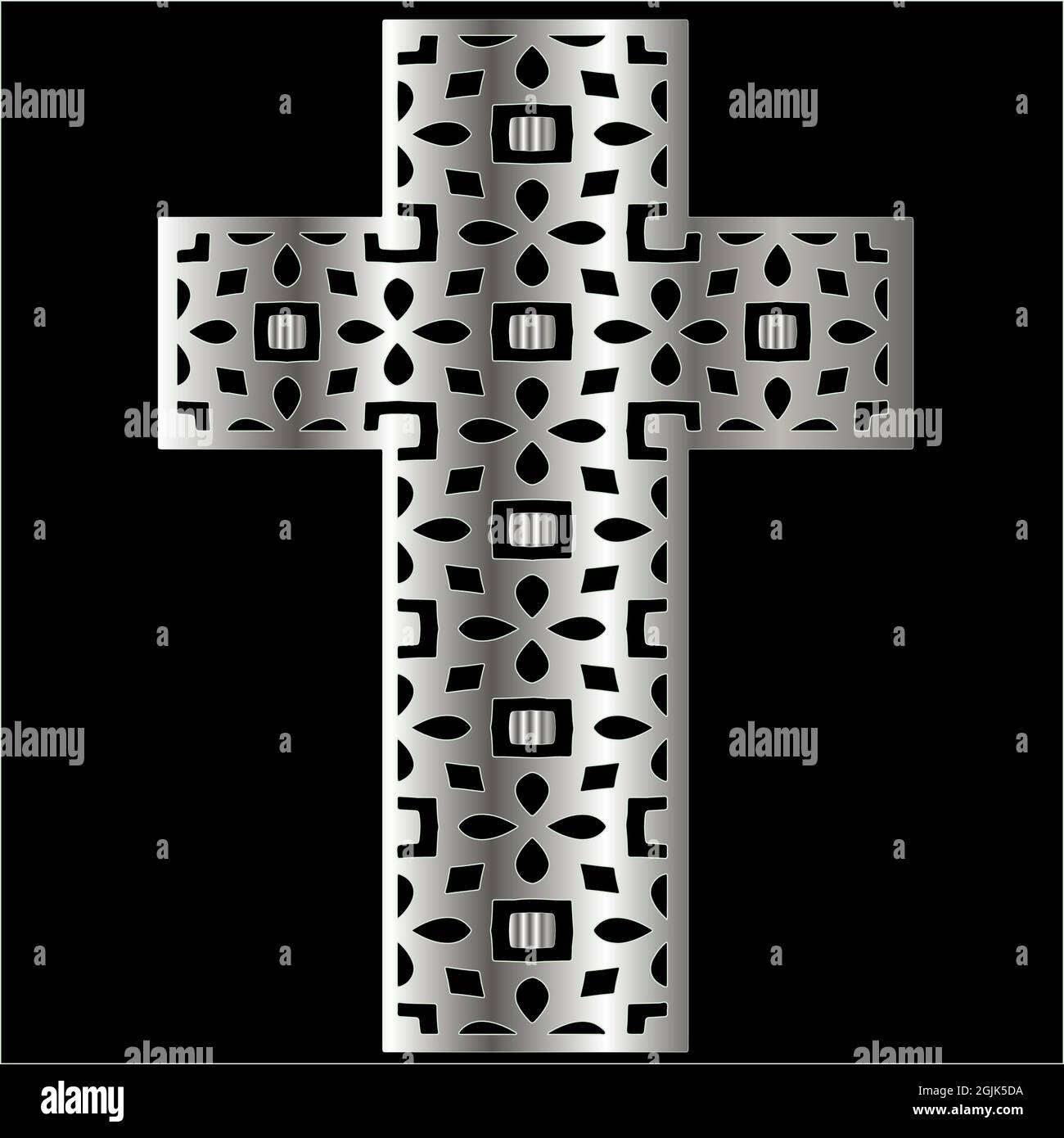 cross with patterns of metal on a black background Stock Vector Image ...