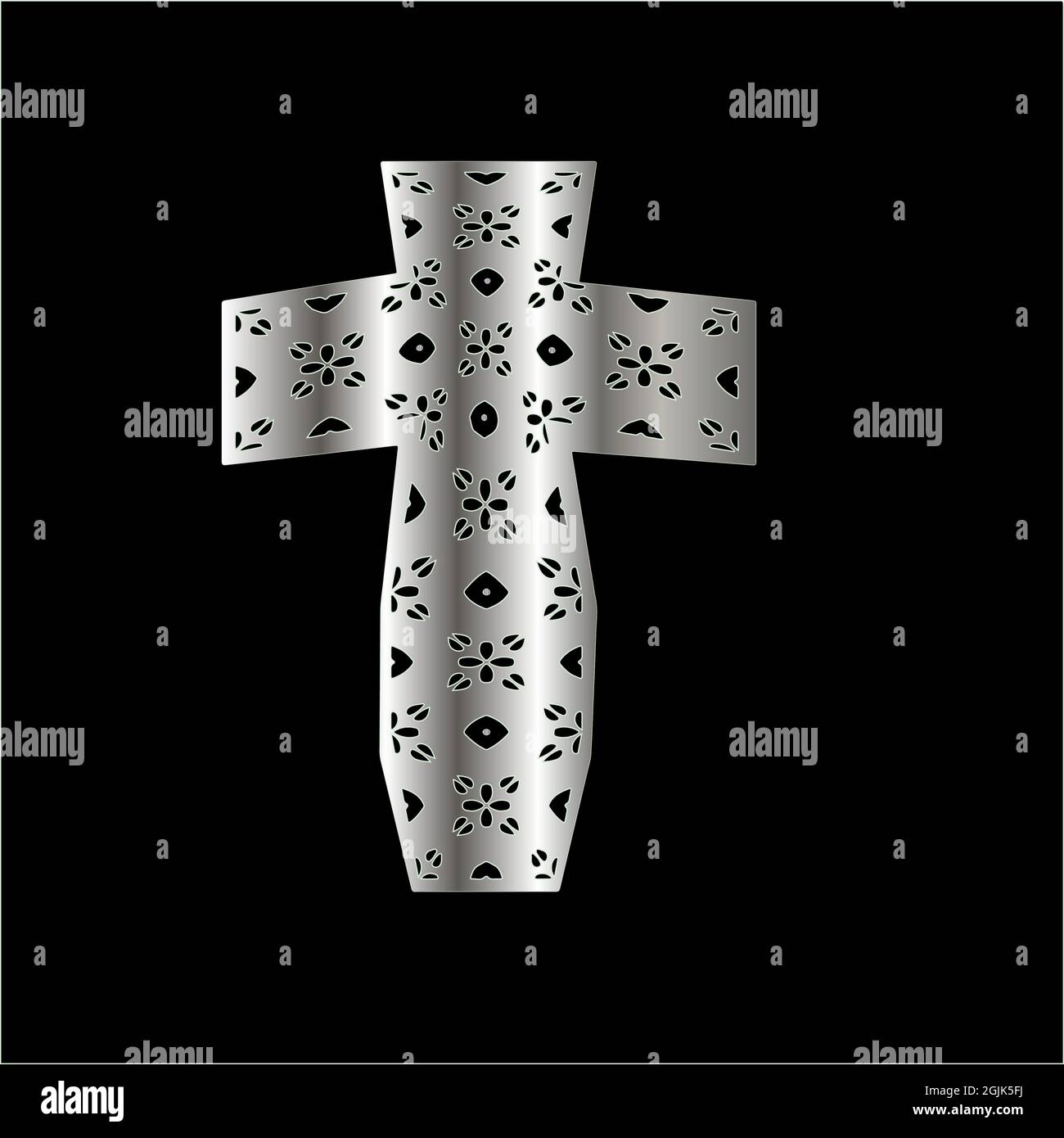 cross with patterns of metal on a black background Stock Vector Image ...