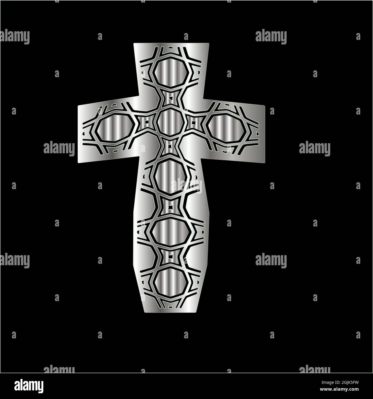 cross with patterns of metal on a black background Stock Vector Image ...
