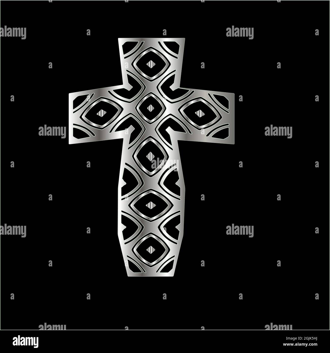 cross with patterns of metal on a black background Stock Vector Image ...