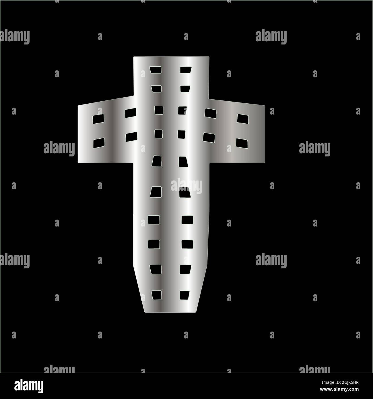 cross with patterns of metal on a black background Stock Vector Image ...