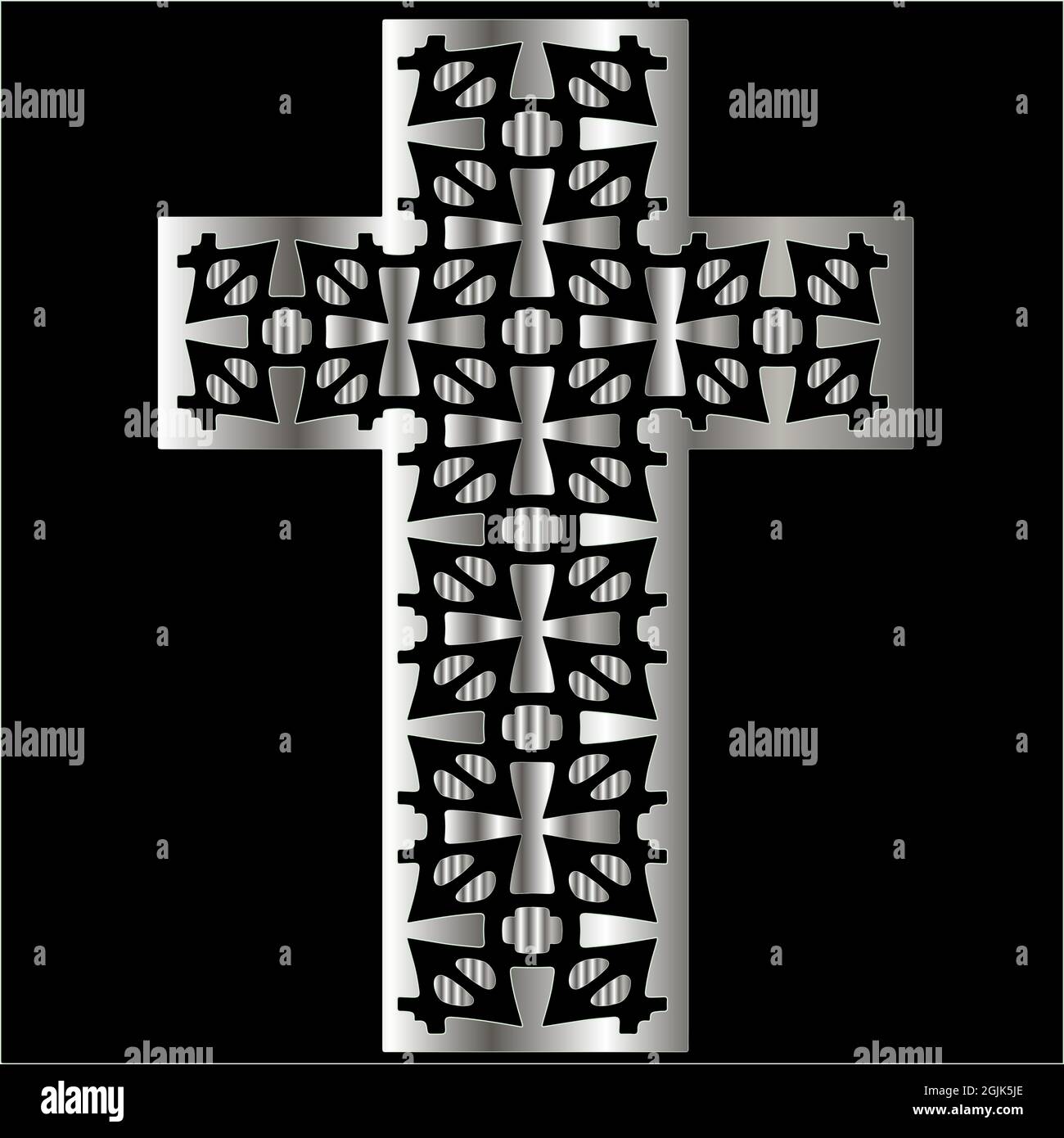 cross with patterns of metal on a black background Stock Vector Image ...
