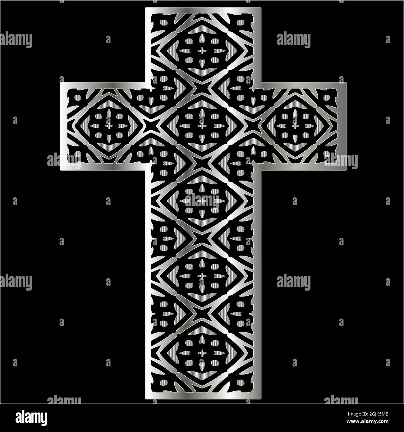 cross with patterns of metal on a black background Stock Vector Image ...