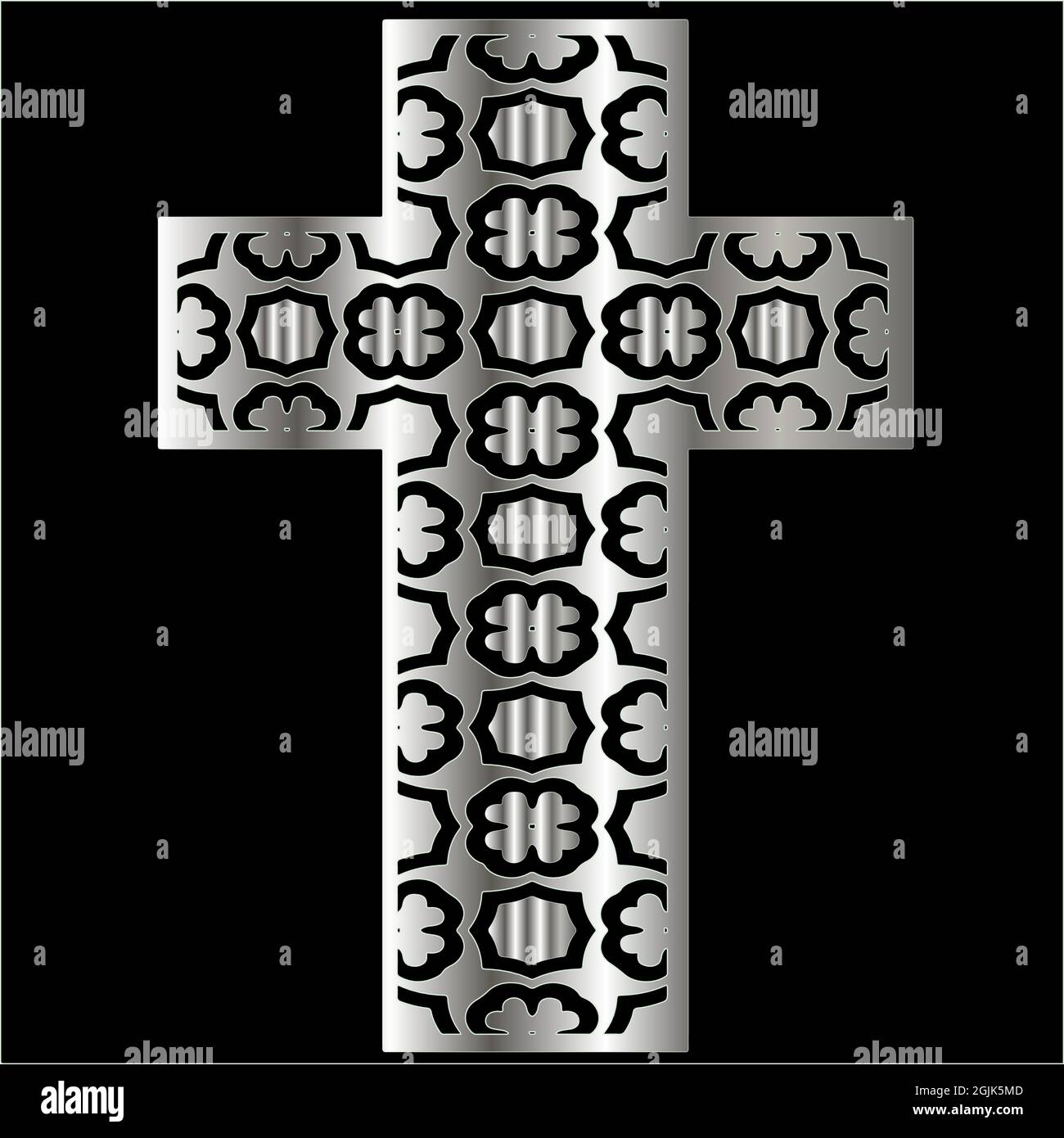 cross with patterns of metal on a black background Stock Vector Image ...