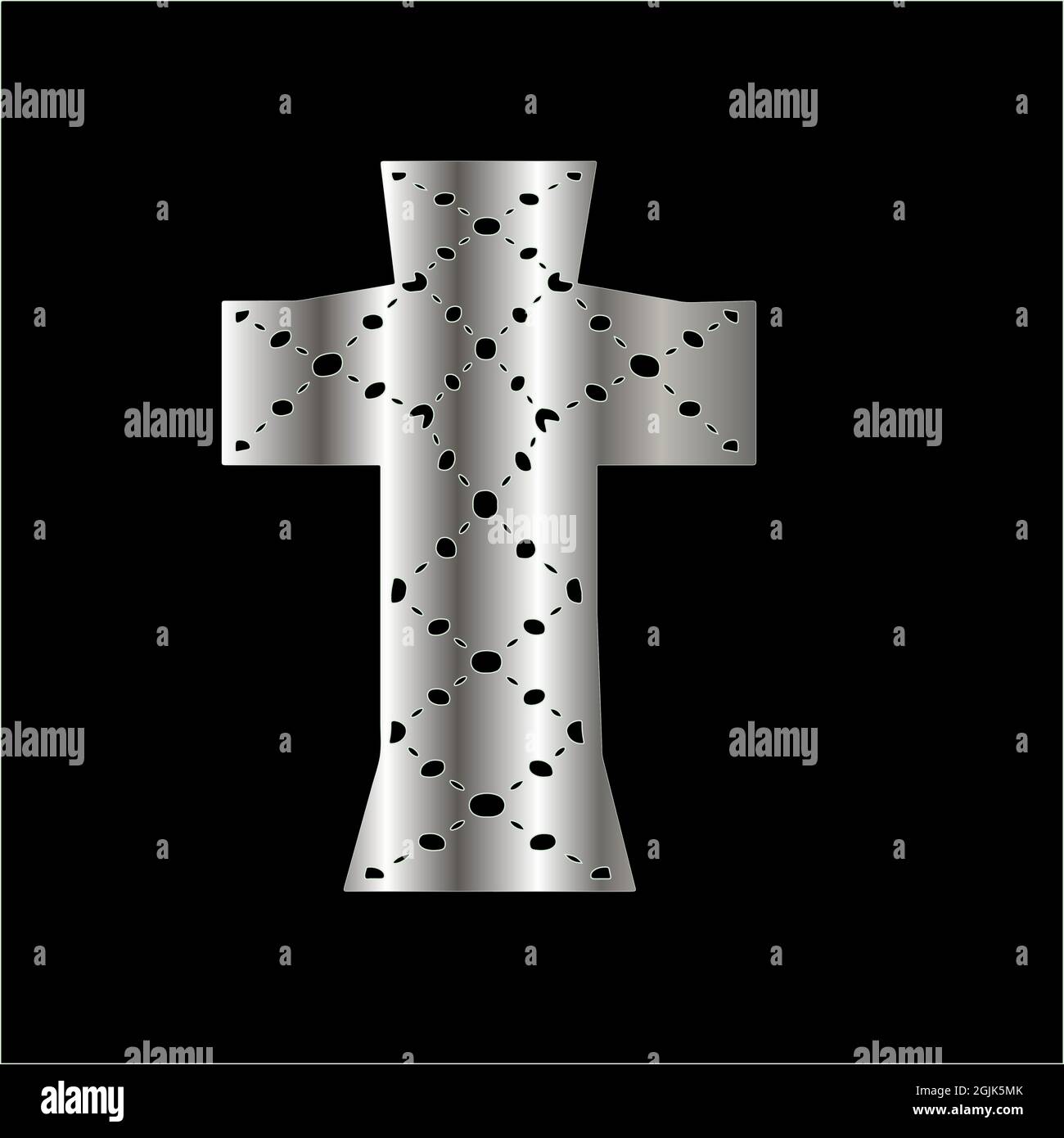 cross with patterns of metal on a black background Stock Vector Image ...