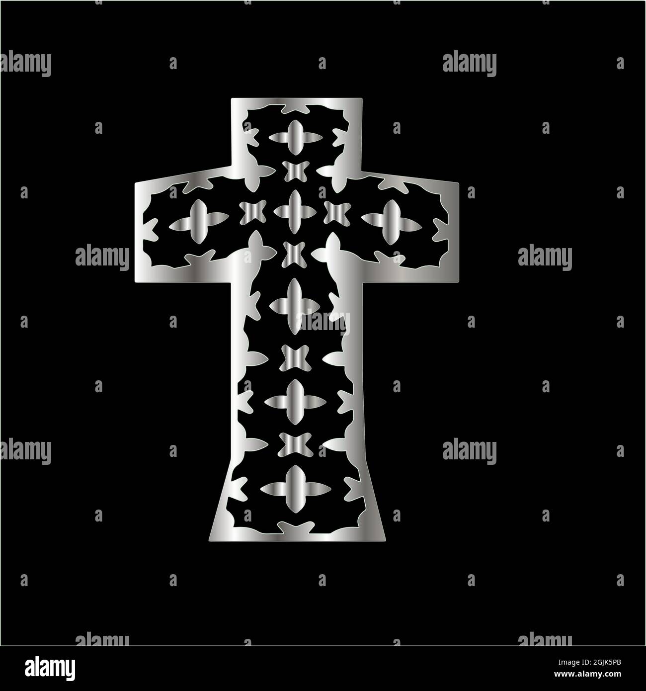 cross with patterns of metal on a black background Stock Vector Image ...