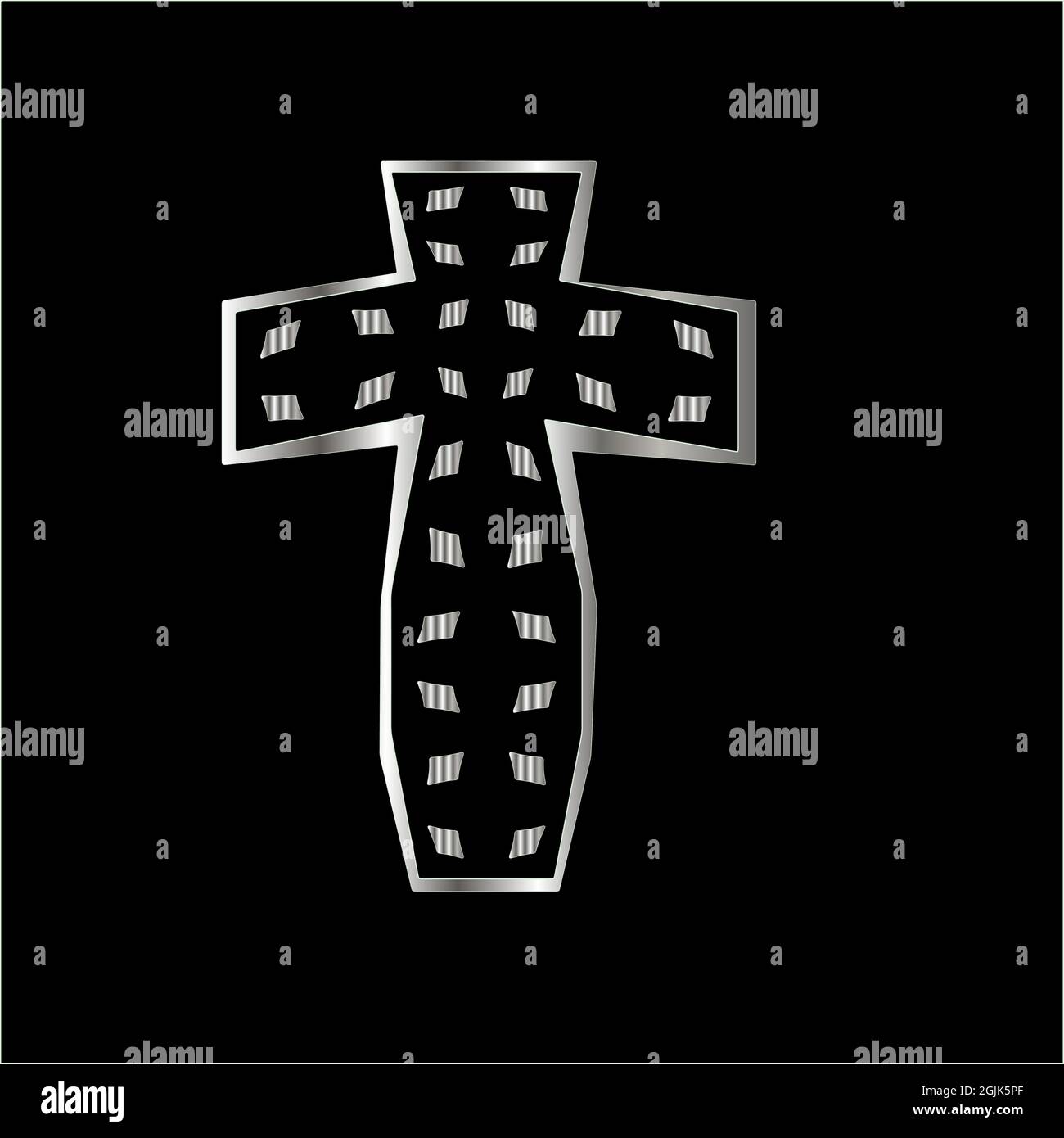 cross with patterns of metal on a black background Stock Vector Image ...