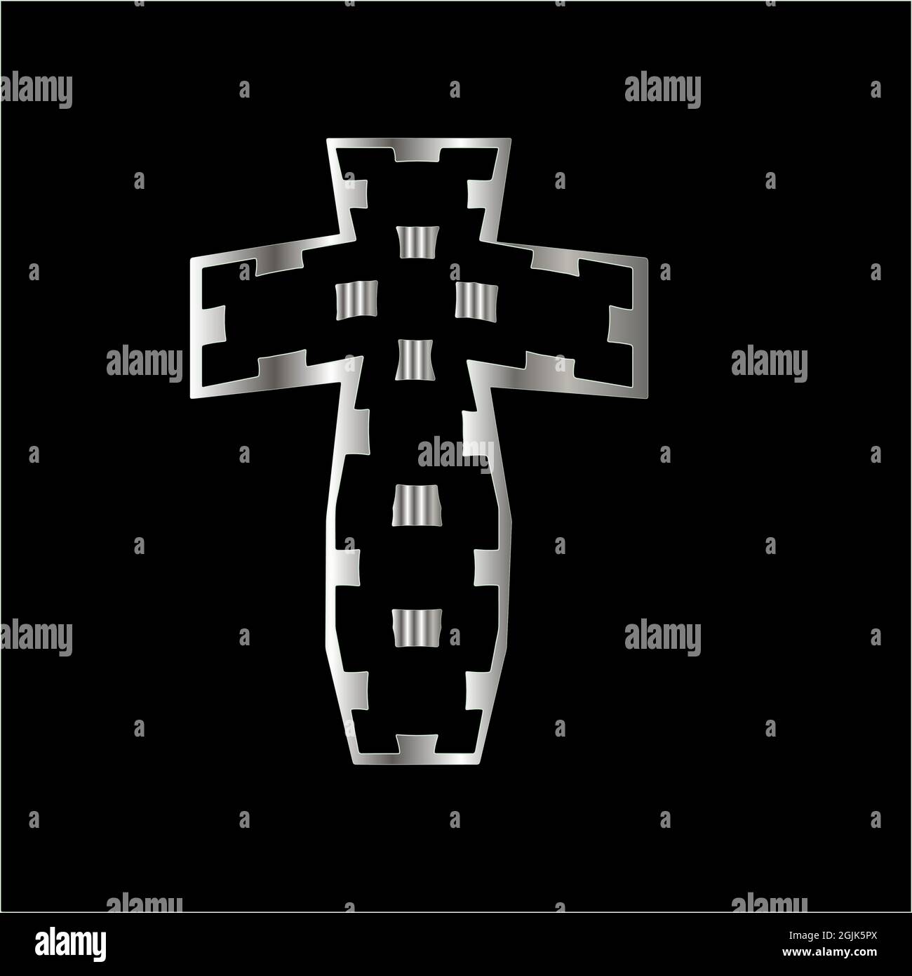 cross with patterns of metal on a black background Stock Vector Image ...
