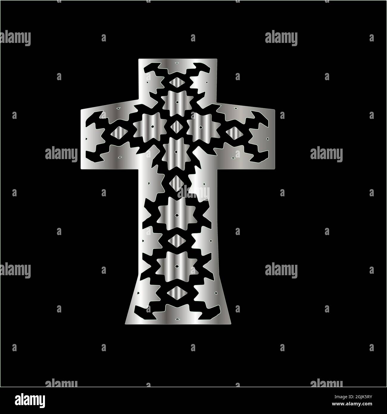 cross with patterns of metal on a black background Stock Vector Image ...