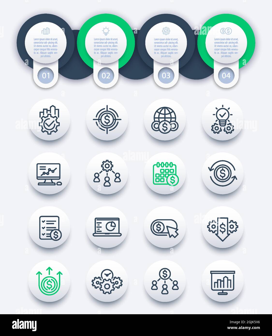 finance and business infographics with line icons Stock Vector Image ...