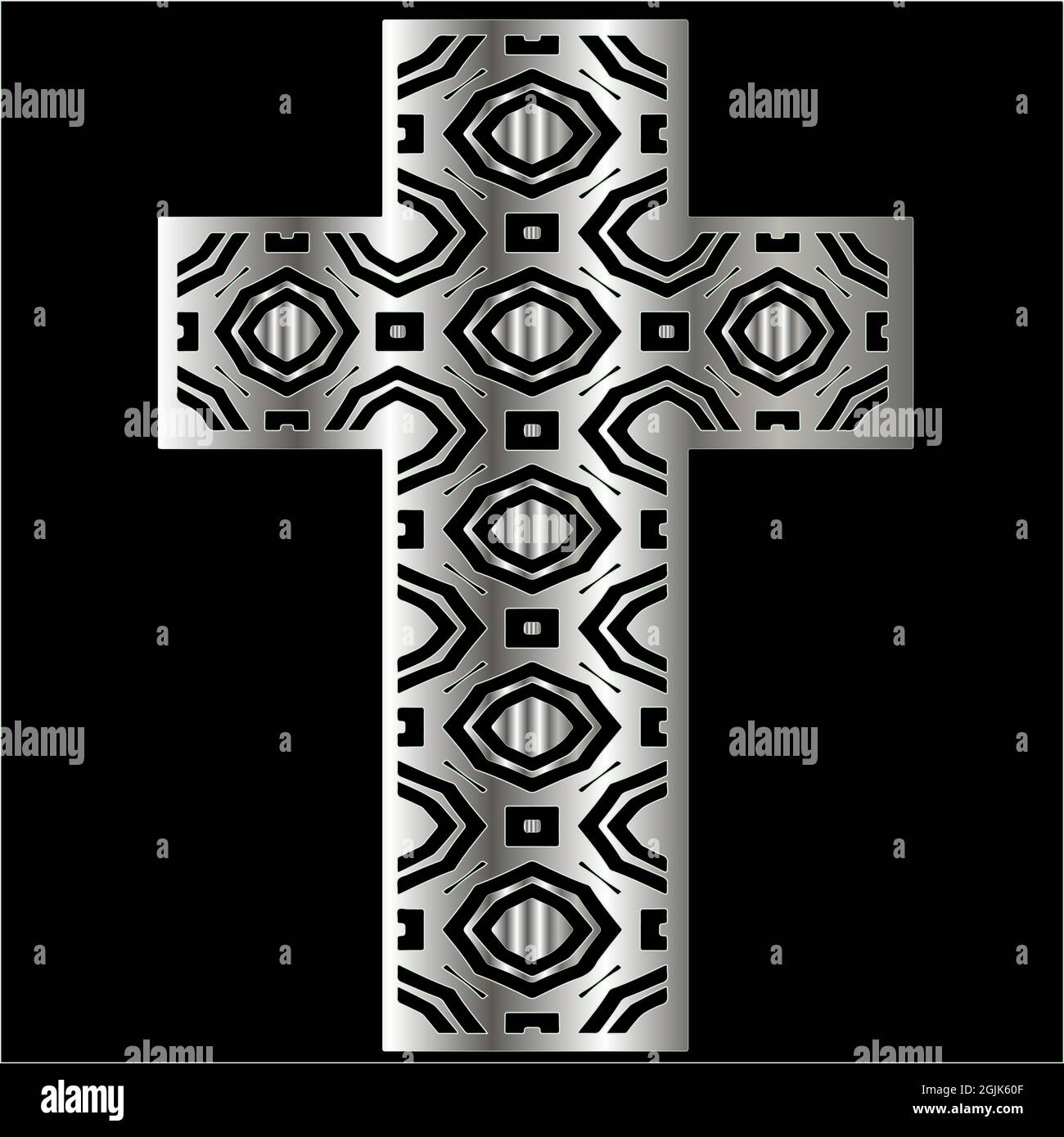 cross with patterns of metal on a black background Stock Vector Image ...