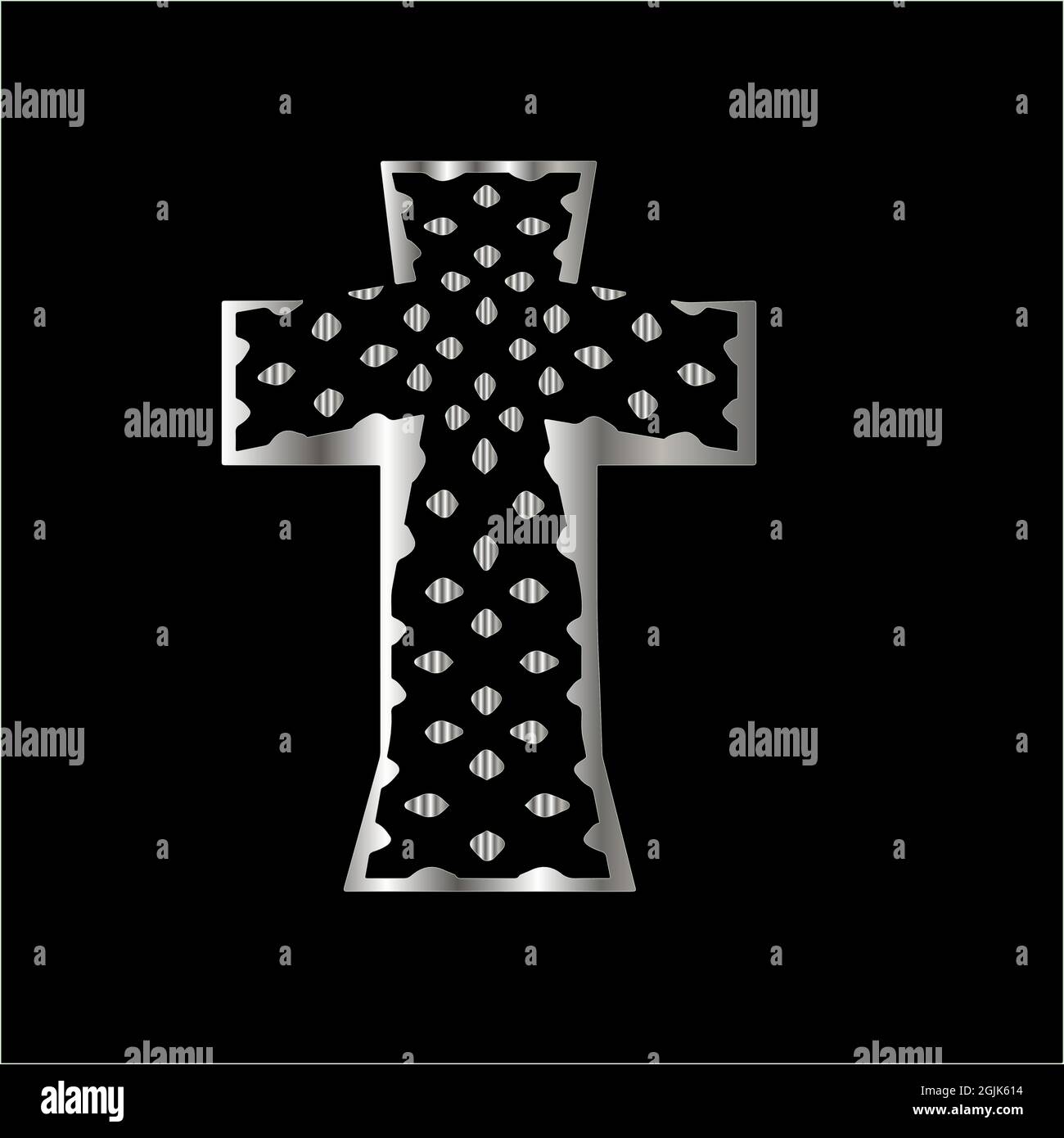 cross with patterns of metal on a black background Stock Vector Image ...