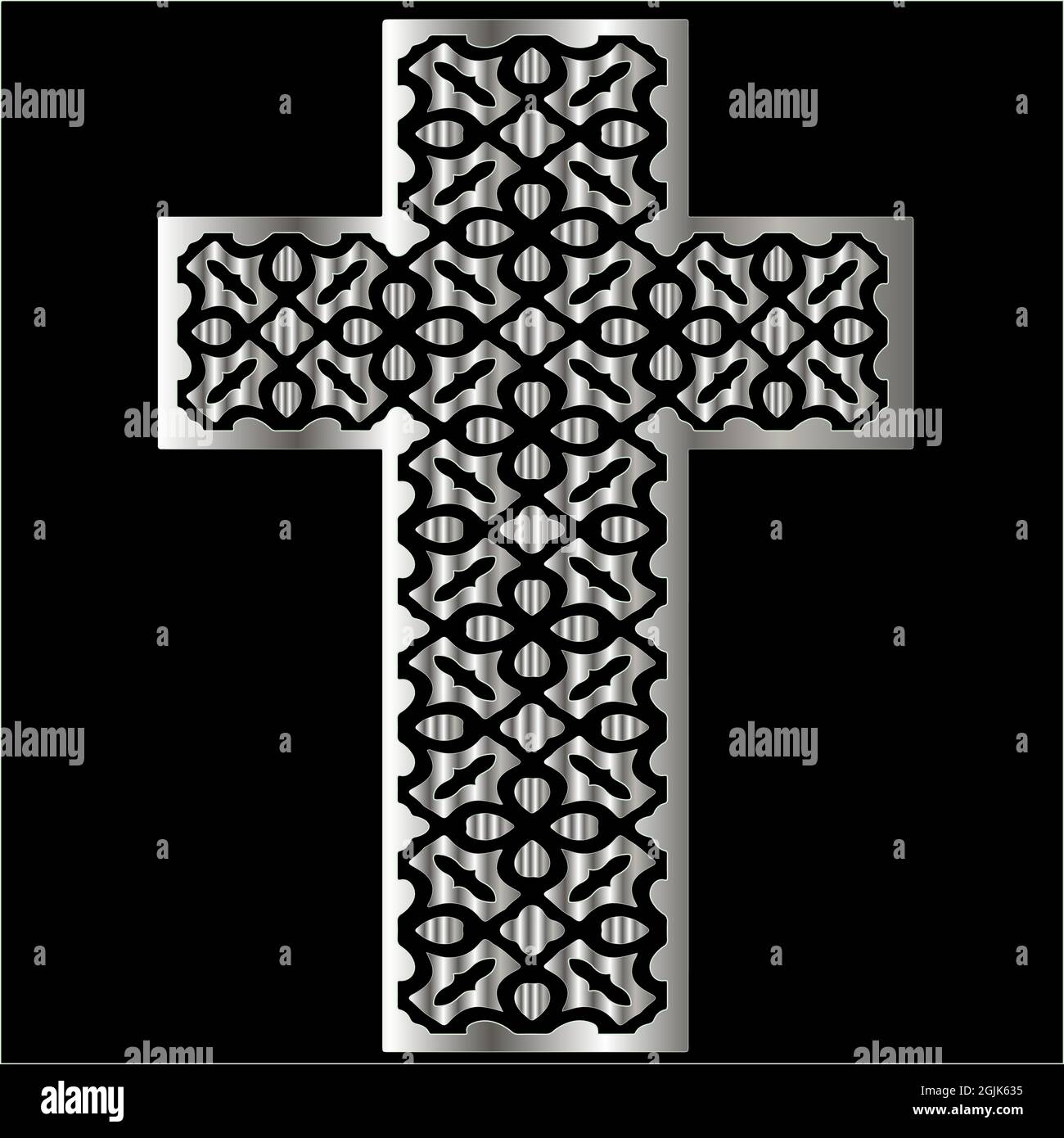 cross with patterns of metal on a black background Stock Vector Image ...