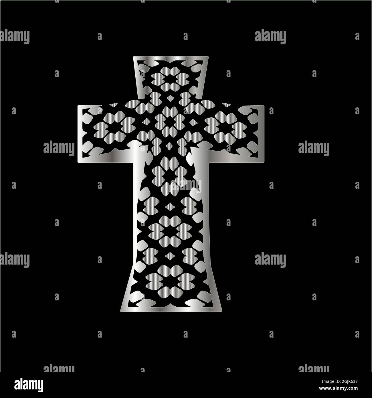 cross with patterns of metal on a black background Stock Vector Image ...